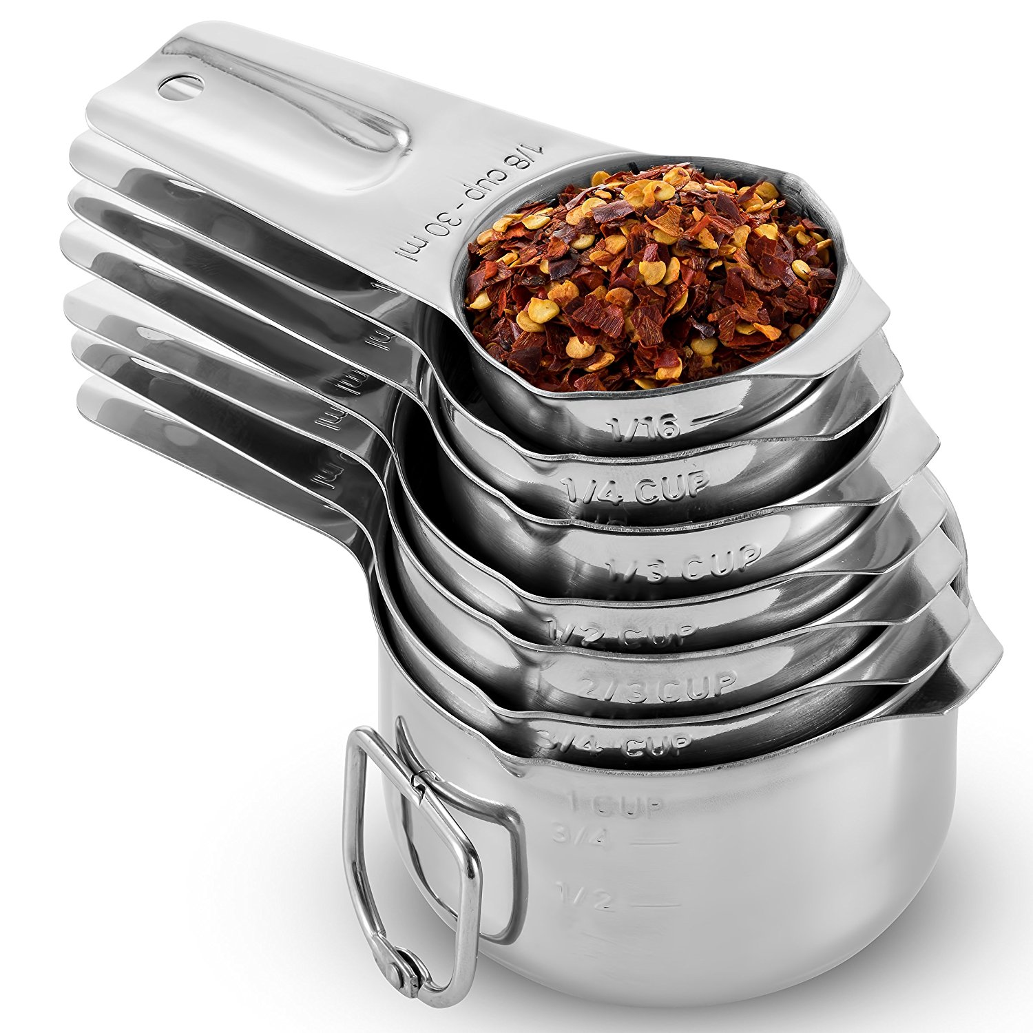 FineDine Premium Grade 18 8 Stainless Steel Measuring Cups 7 Piece